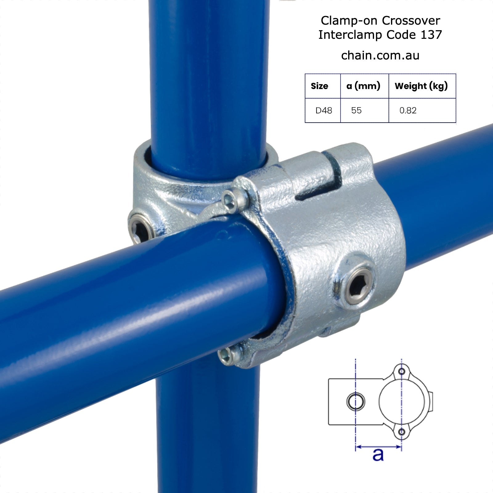 Clamp On Crossover for Galvanised Pipe. Interclamp Code 137. | Chain.com.au