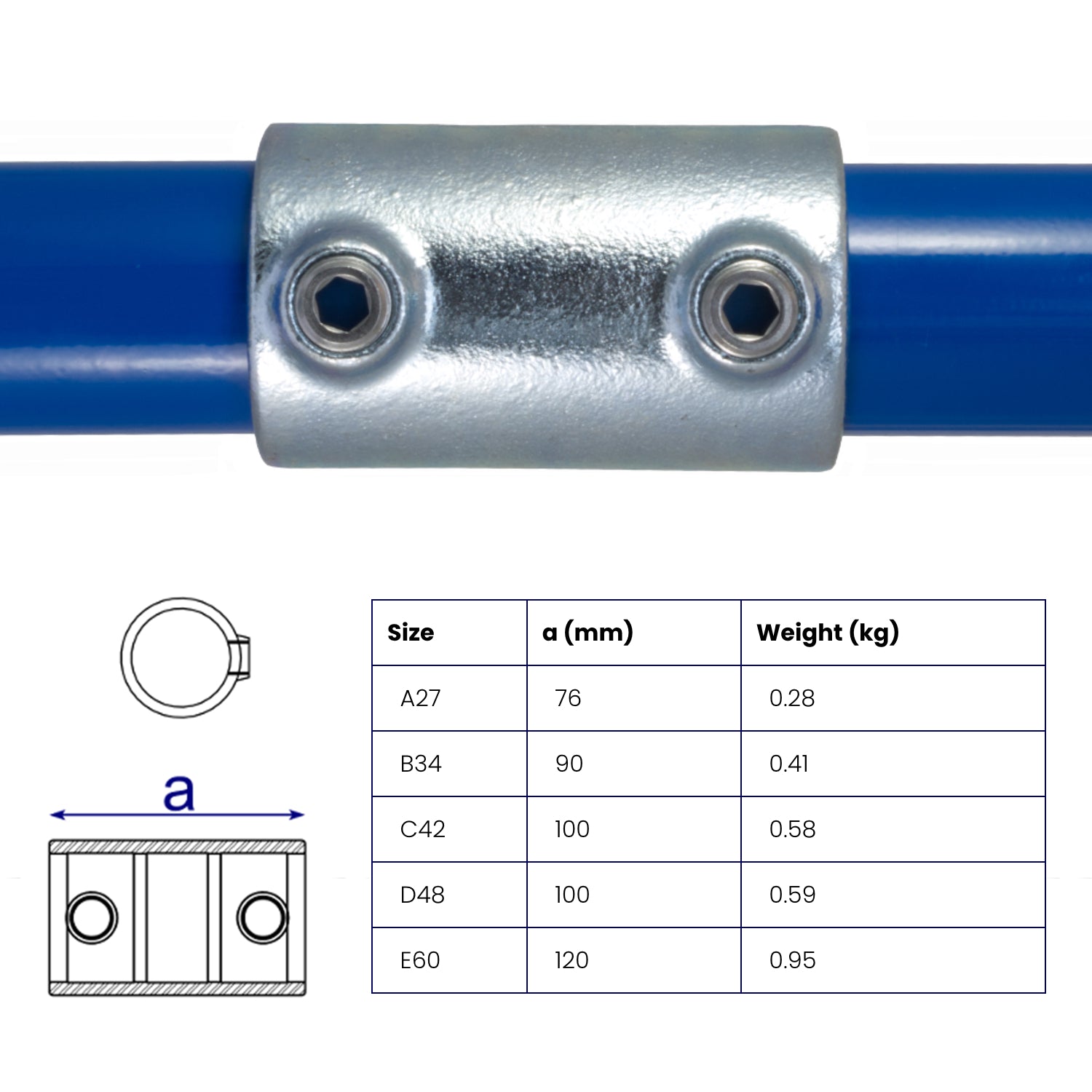 Internal Swivel T for Galvanised Pipe by Interclamp (Code 147) | Chain.com.au