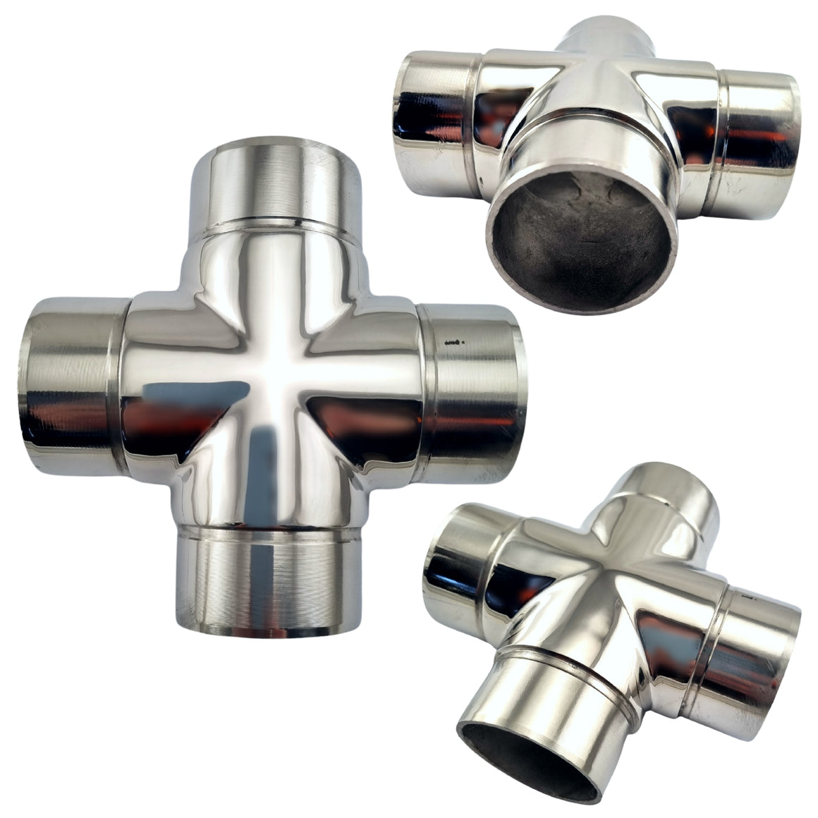 4 Way Cross Stainless Steel Rail Fitting, 25.4mm & 50.8mm. Australia ...