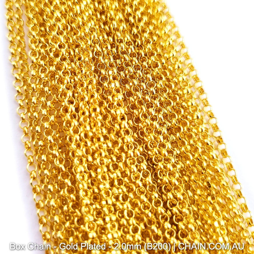Box Jewellery Chain - Gold Plated. Various Sizes. Australia Shipping ...