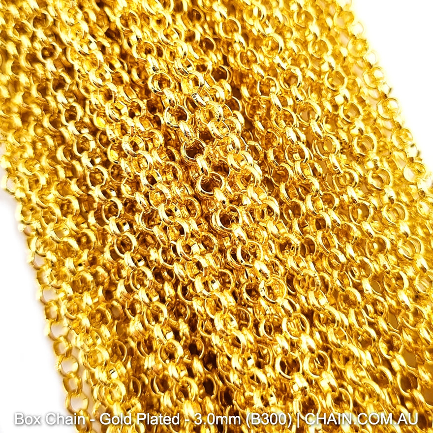 Box Jewellery Chain - Gold Plated. Various Sizes. Australia Shipping ...
