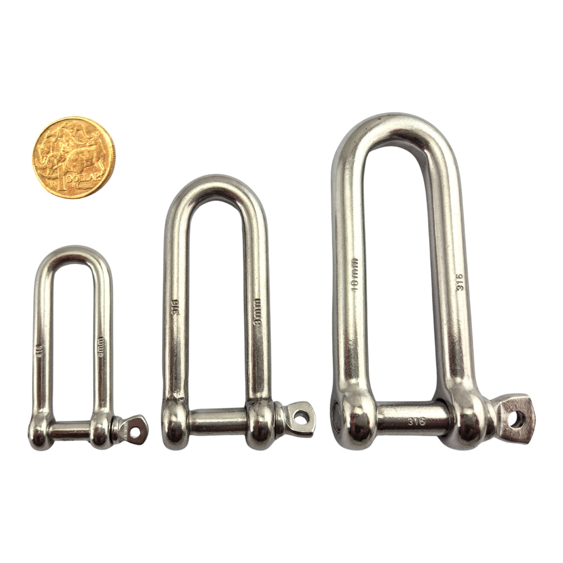 Long D Shackles in Stainless Steel. Sizes 6mm - 10mm. Australia | Chain ...