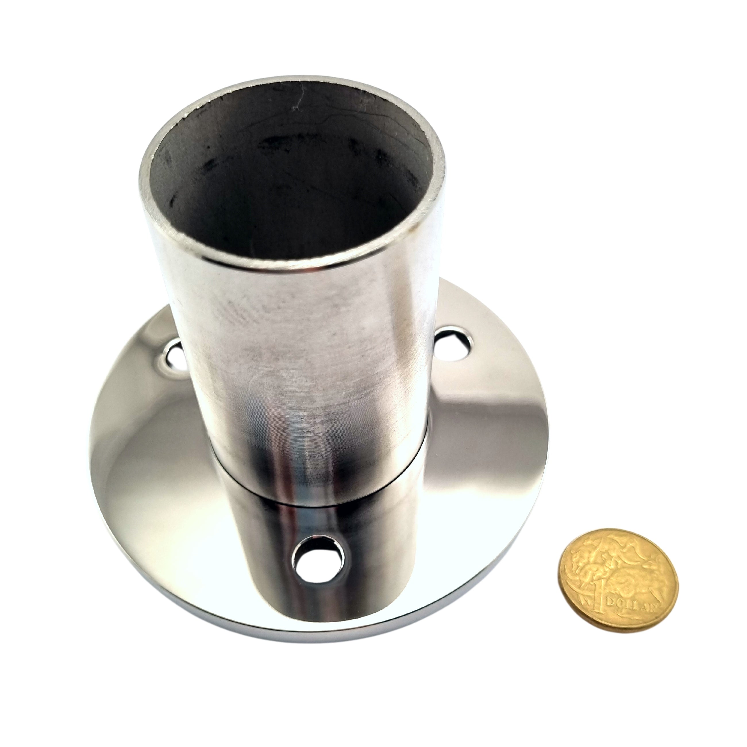 Rail Fittings - Stainless Steel Round Base Plate 90°. Australia | Chain ...