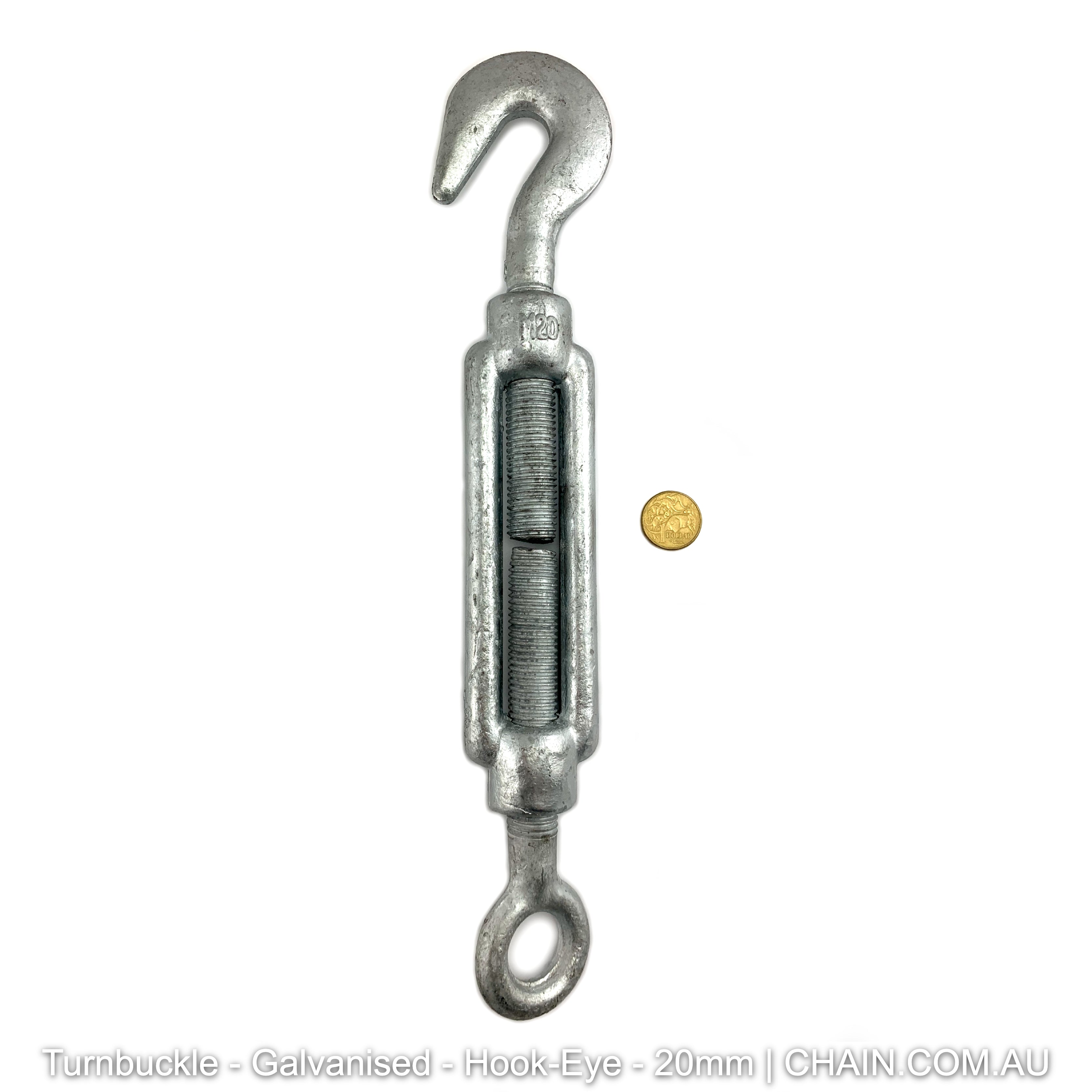 Turnbuckles - Galvanised - Hook-Eye. Sizes: 5mm to 24mm. | Chain.com.au