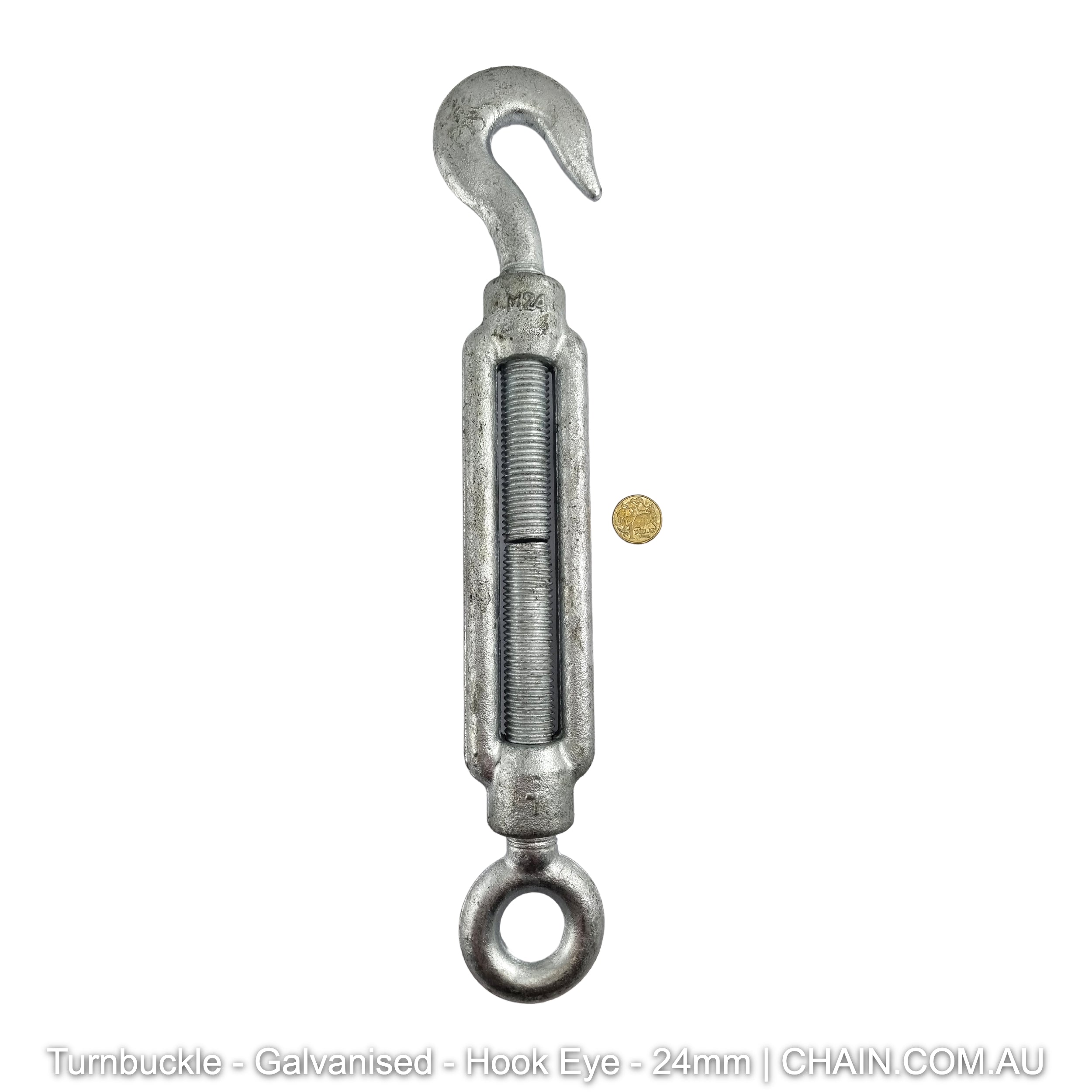 Turnbuckles - Galvanised - Hook-Eye. Sizes: 5mm to 24mm. | Chain.com.au