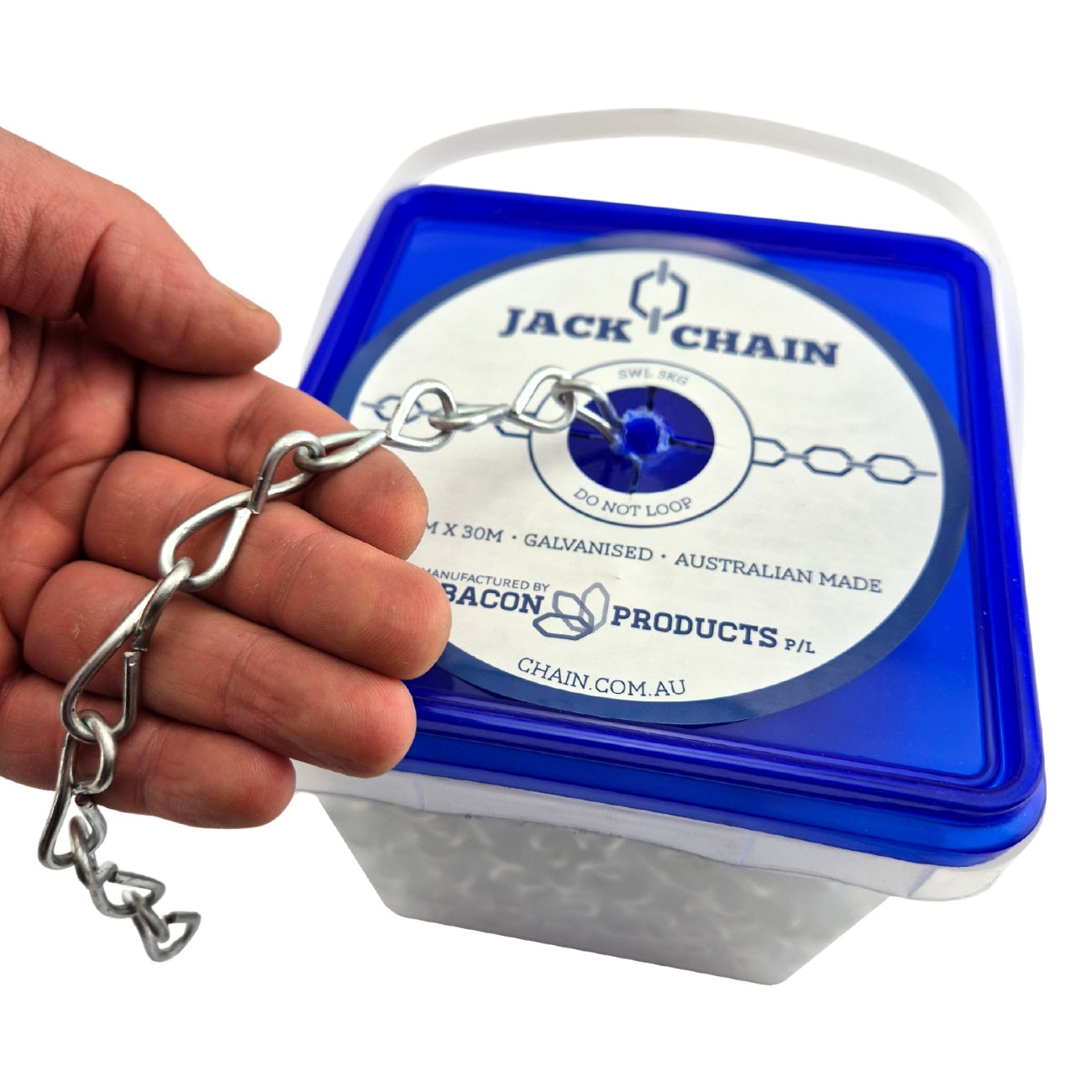 2.5mm Single Jack Chain, Galvanised x 30m. Australian Made | Chain.com.au