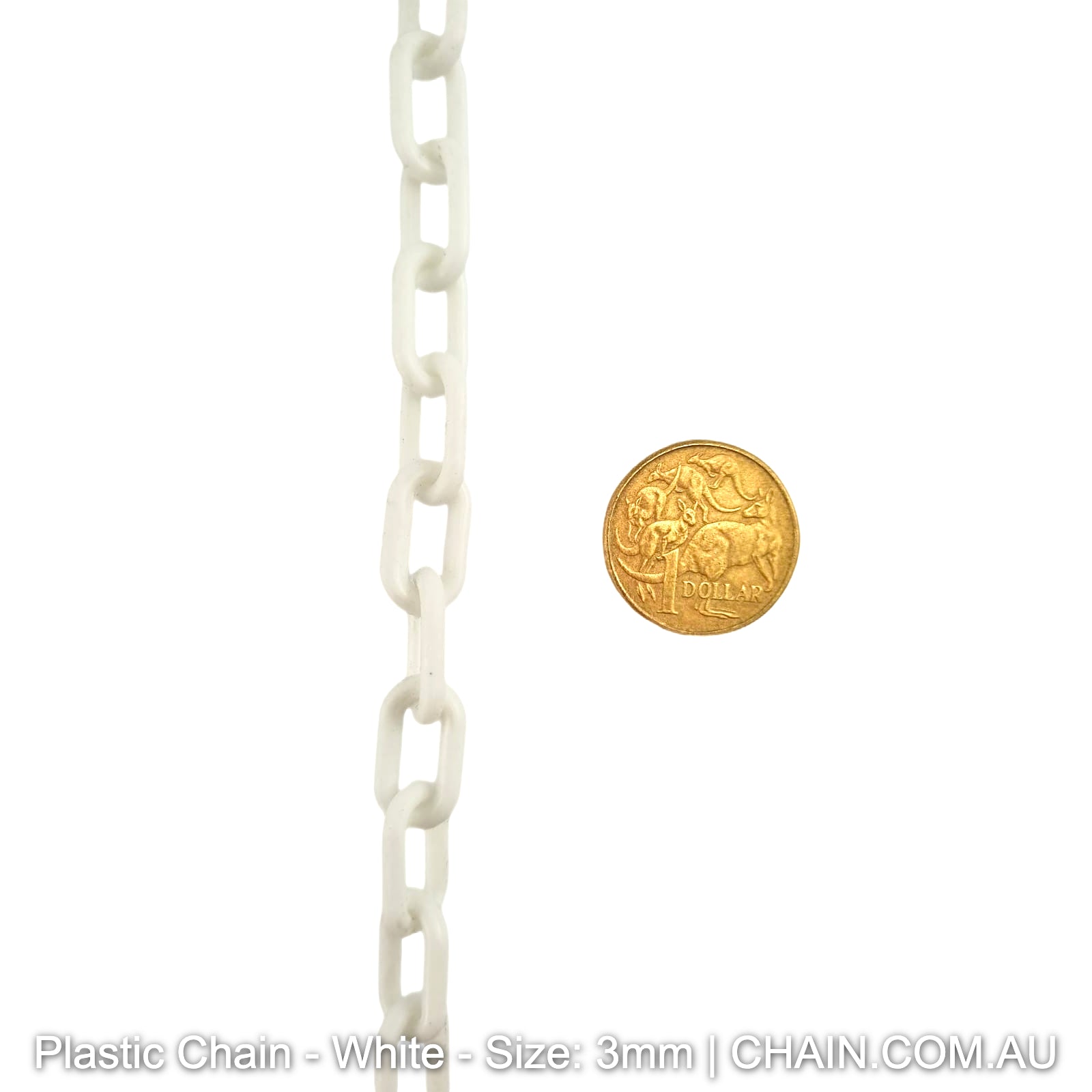 3mm White Plastic Chain. Plastic Chain by the Metre. Australia. | Chain ...