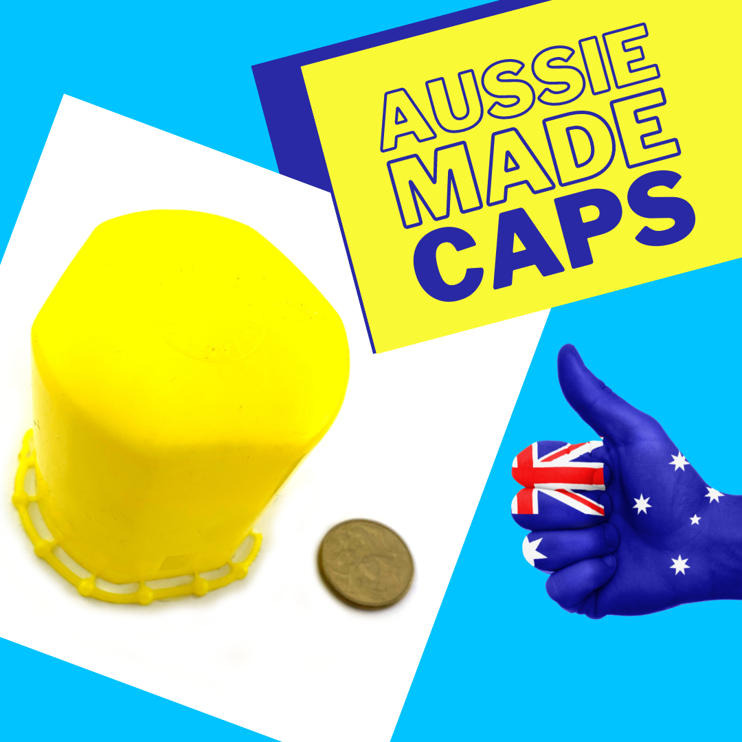Plastic Yellow Safety Caps x 100. Australian Made. | Chain.com.au