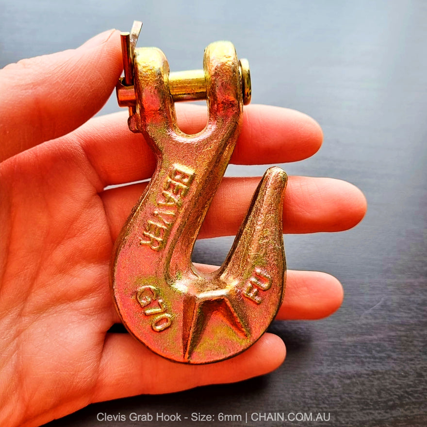 Clevis Grab Hook, Forged Steel & Zinc Passivated Finish | Chain.com.au