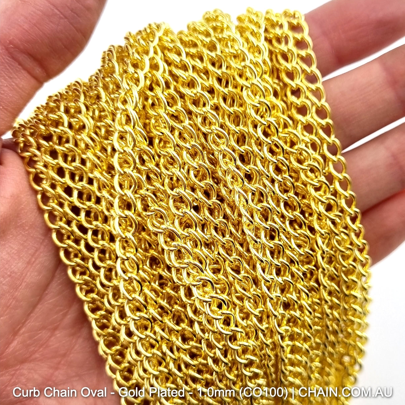 Curb Chain Oval Gold Plated x 25m. Jewellery Chain. Australia | Chain ...