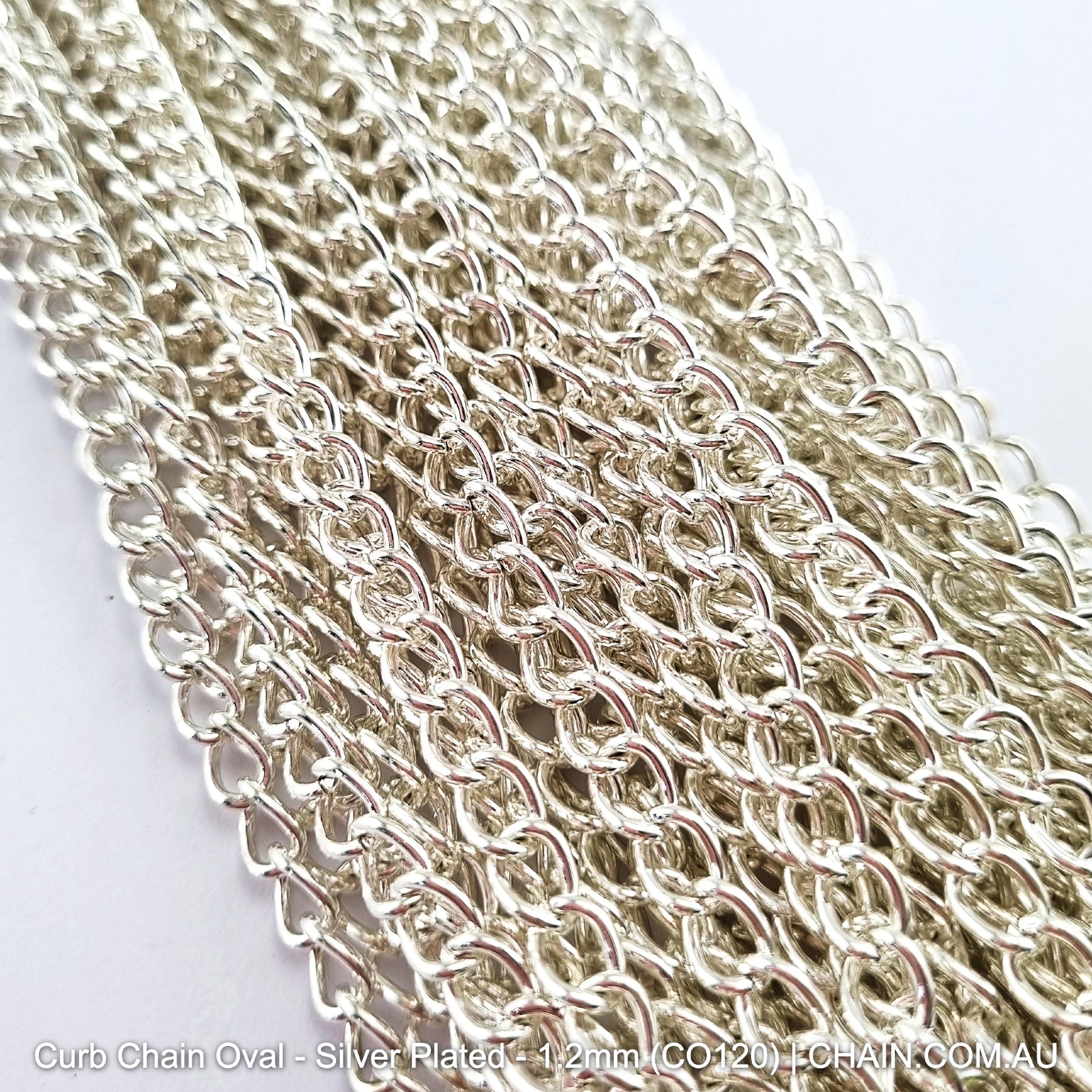 Curb Chain Oval Silver Plated x 25m. Jewellery Chain. Australia | Chain ...