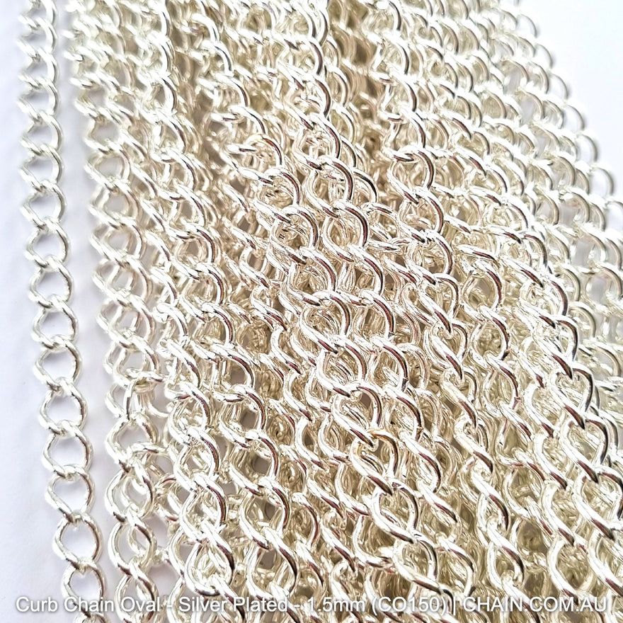Curb Chain Oval Silver Plated x 25m. Jewellery Chain. Australia | Chain ...