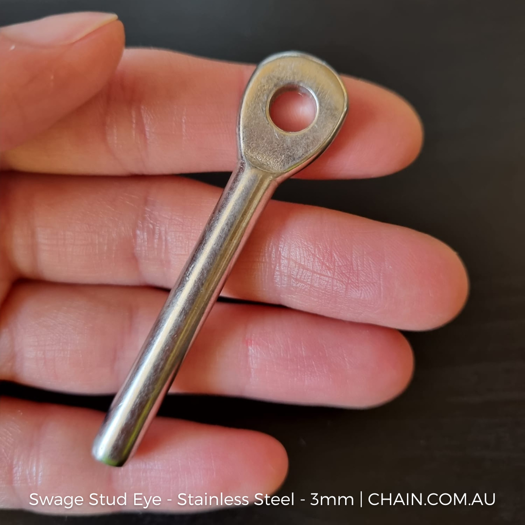 Swage Stud Eyes - Stainless Steel. Melbourne Australia. | Chain.com.au