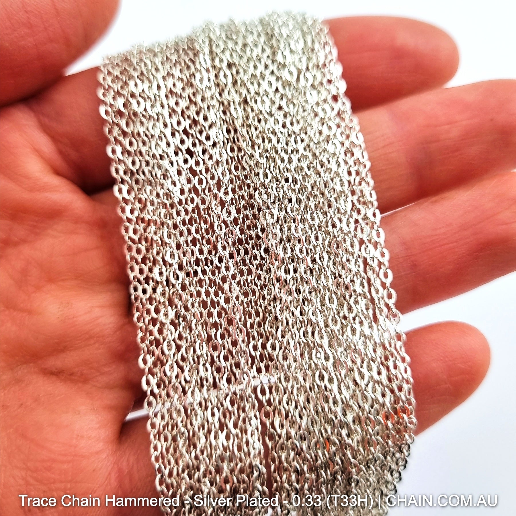 Trace Chain Hammered Silver Plated x 25m. Australia Wide Shipping ...