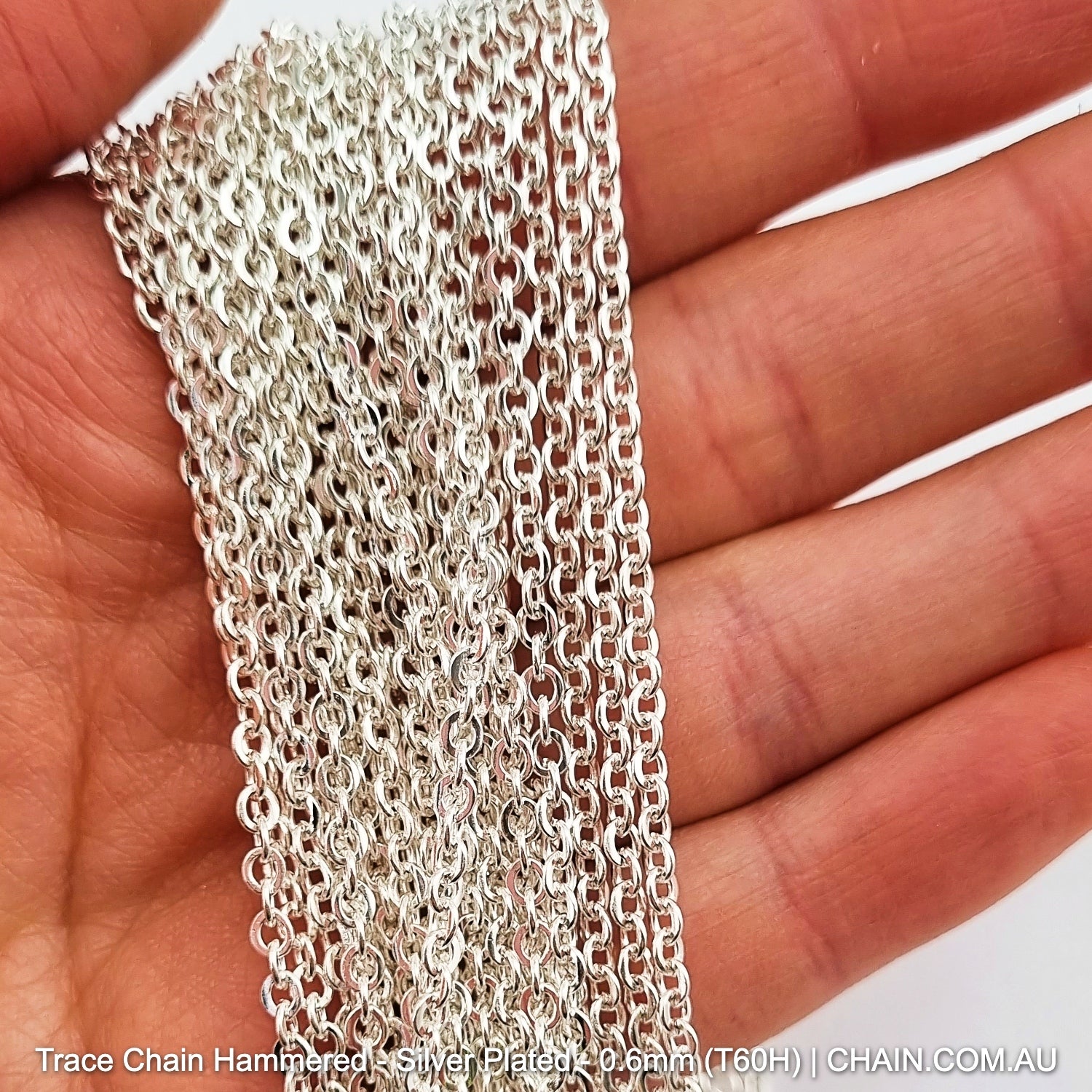 Trace Chain Hammered Silver Plated x 25m. Australia Wide Shipping ...