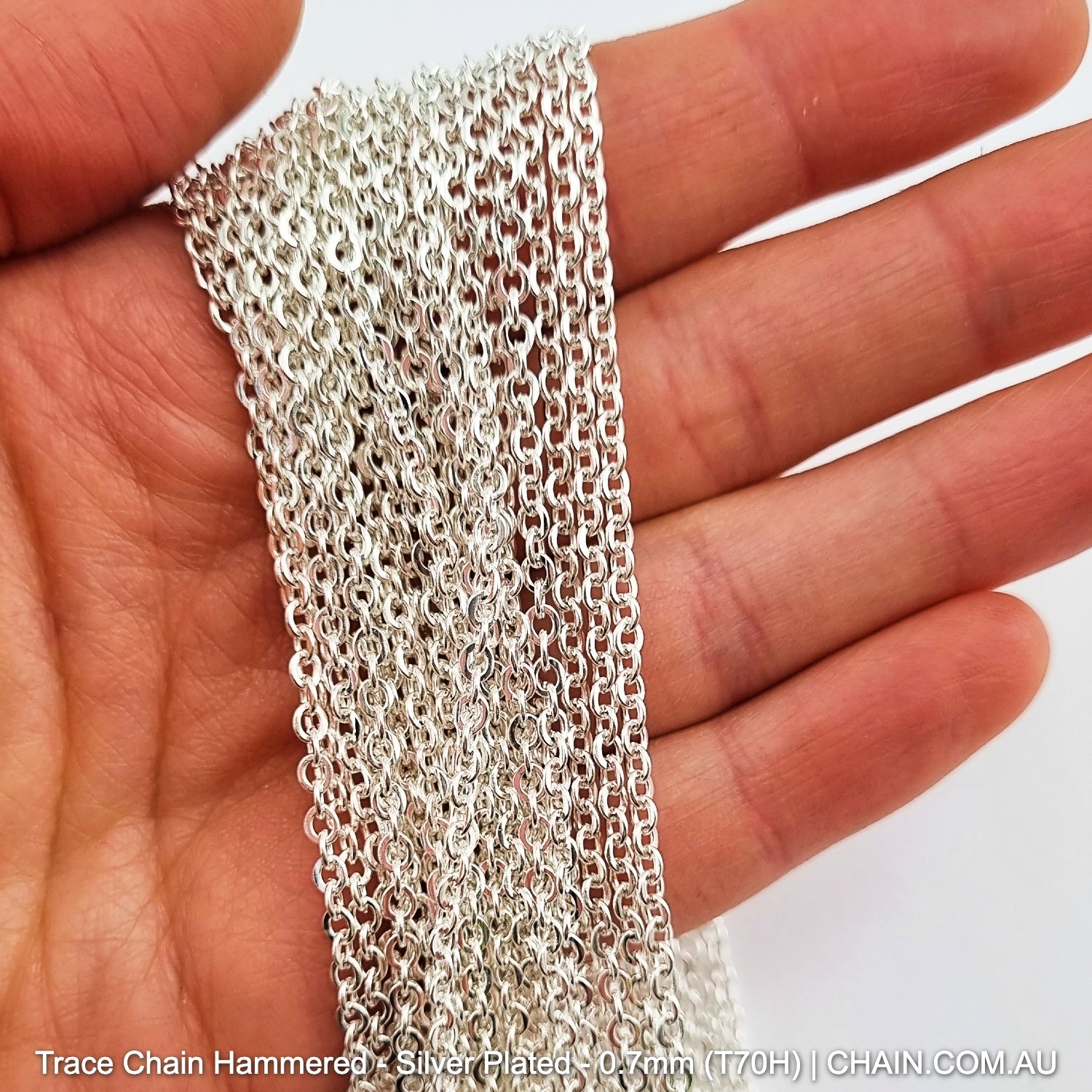 Trace Chain Hammered Silver Plated x 25m. Australia Wide Shipping ...