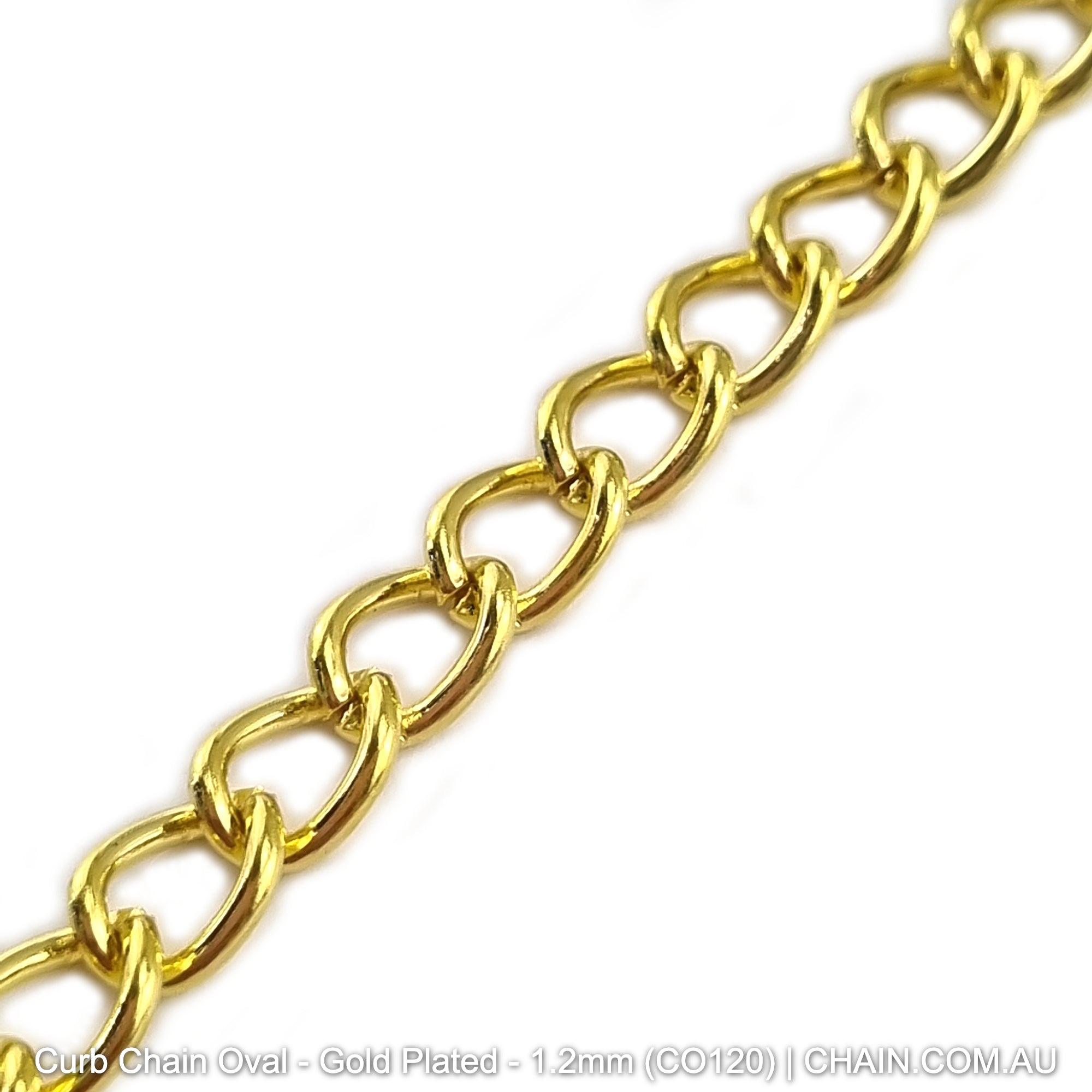Curb Chain Oval Gold Plated x 25m. Jewellery Chain. Australia | Chain ...