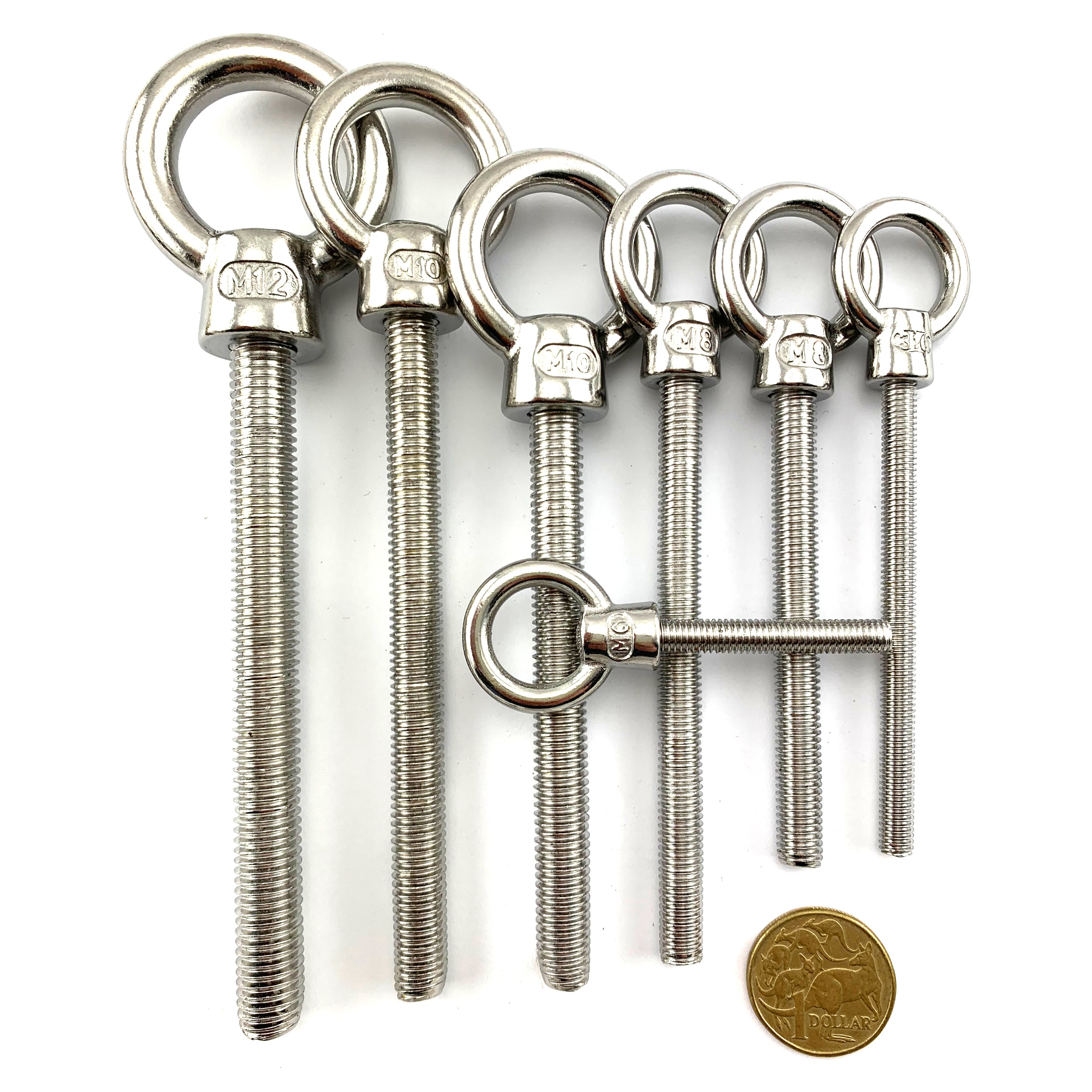 Lifting Eye Bolt, Stainless Steel, Size 12mm, 120mm Thread. Australia ...
