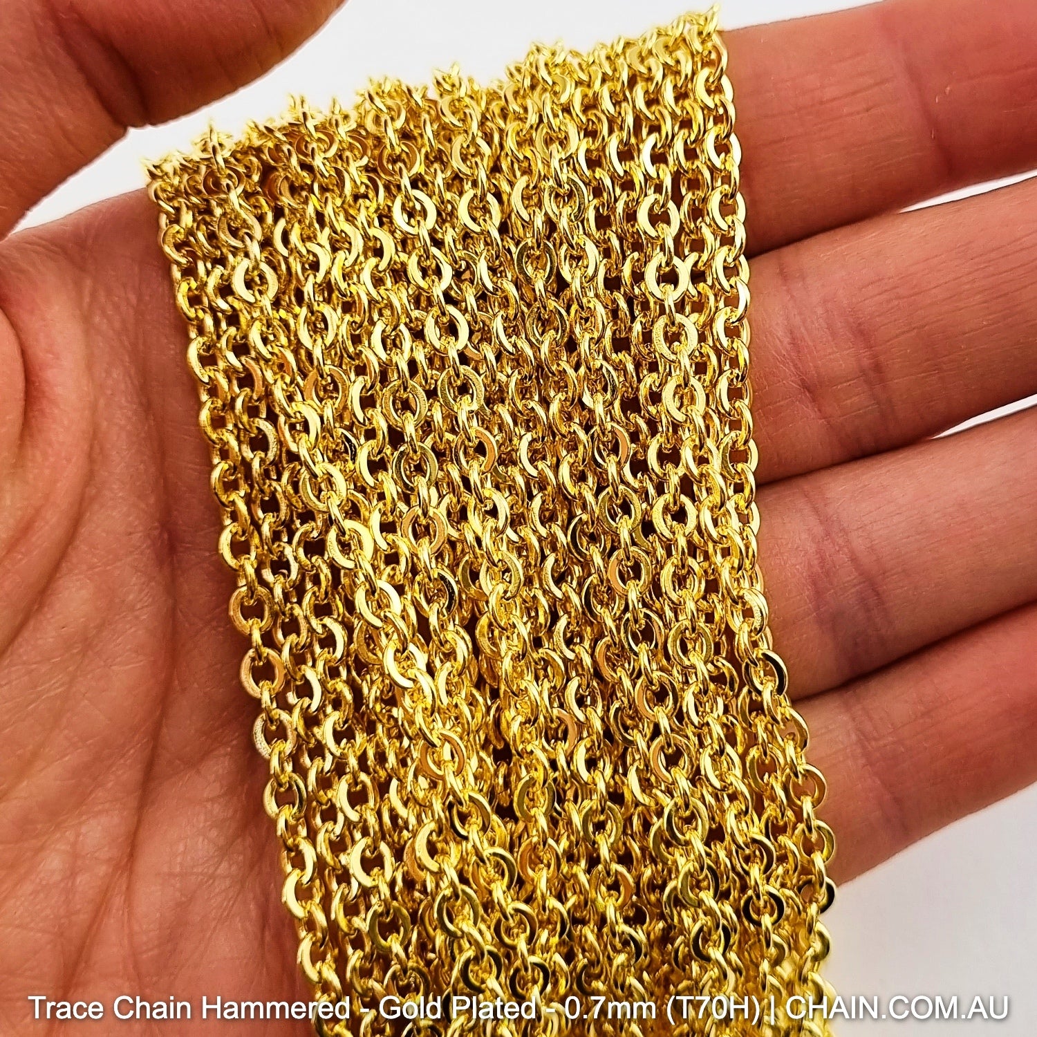 Trace Chain Hammered Gold Plated x 25m. Australia Wide Shipping | Chain ...